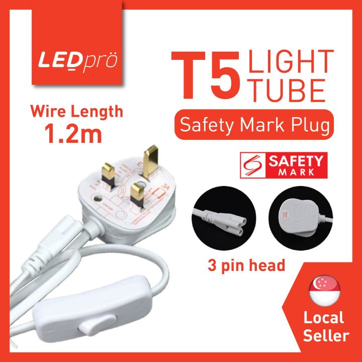 LED Pro T5 Tube 3 Pin Plug with Safety Mark | Lazada Singapore