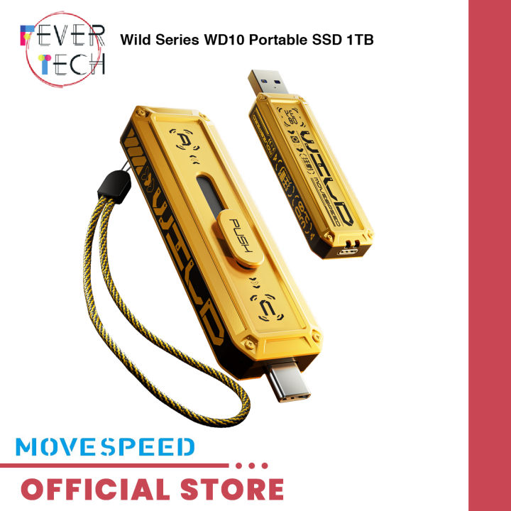 MOVESPEED Wild Series WD10 Portable SSD 1TB - Dual-Port, 1000MB/s Speed ...