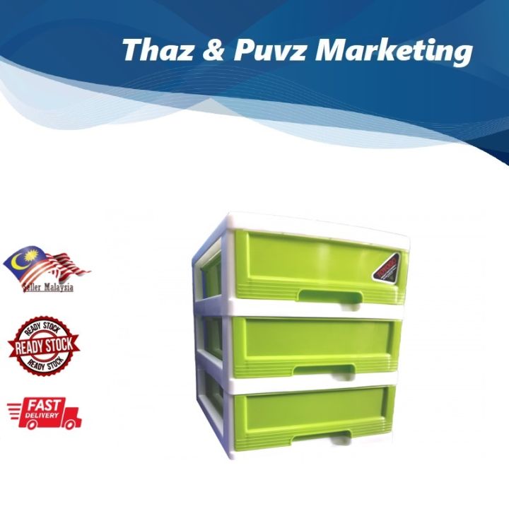 3 Tier Desktop Drawer Green Laci Kecil - Small Size Storage Stationey ...