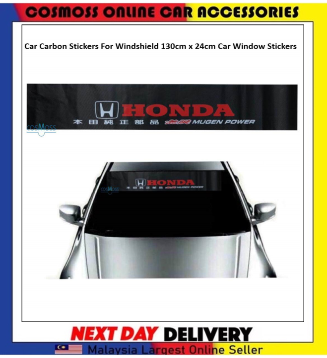 HONDA Logo UNIVERSAL Car Carbon Stickers For Windshield 130cm X 24cm ...