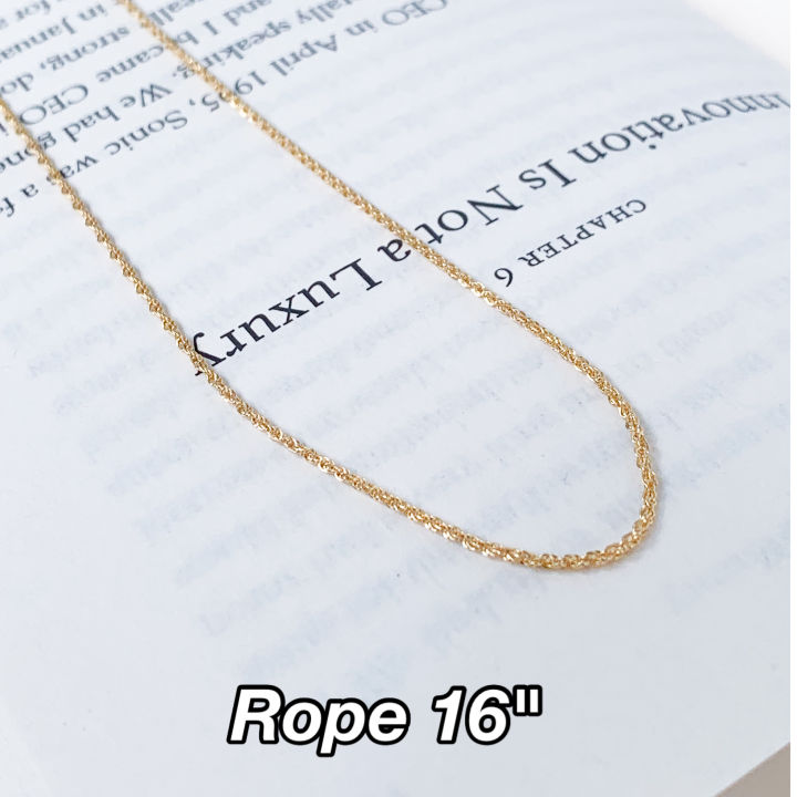 Solid Gold Rope Necklace 16" | Lazada