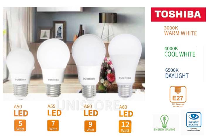 Toshiba LED A Bulb 5w / 7w / 9w / 12w E27 LED Bulb (Daylight / Cool ...