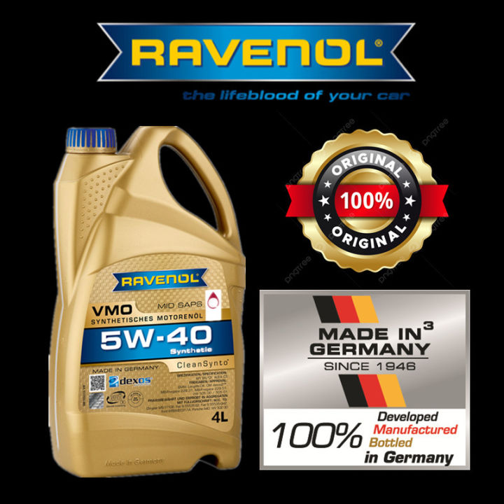 RAVENOL ENGINE OIL VMO SAE 5W40 FULLY SYNTHETIC 4L MADE IN GERMANY | Lazada