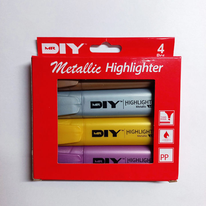 MR. DIY 4pcs. Metallic Highlighter Markers | Lazada PH