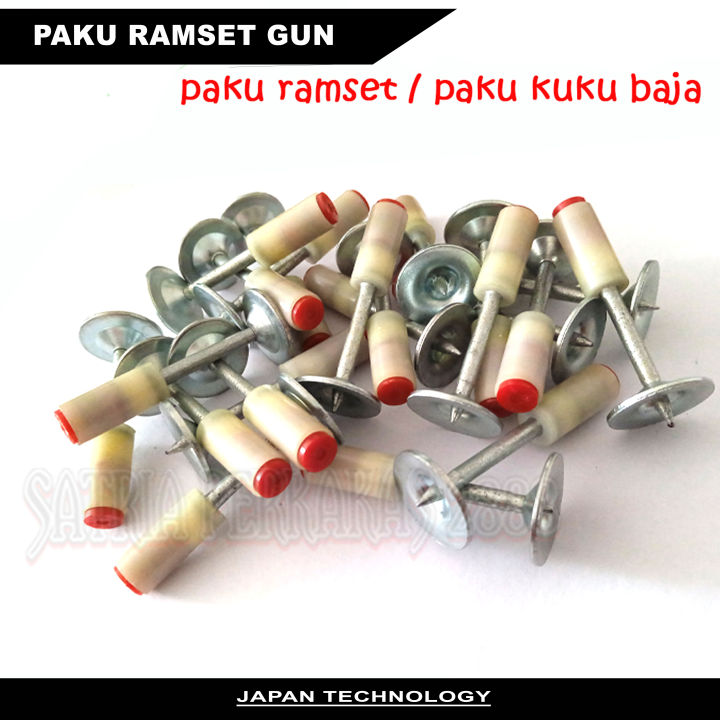 Paku ramset komplit, 7 mm Paku ramset 100 PCS ,paku tembak beton ramset ukuran 7.3mm ,Paku ...