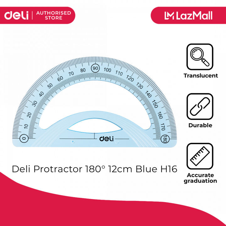 Deli H16 Protractor 180° 12cm Blue | Lazada PH
