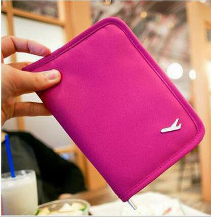 (CHAINSHOP) Mini Passport Holder (Pink) Travel Wallet Passport Ticket ...