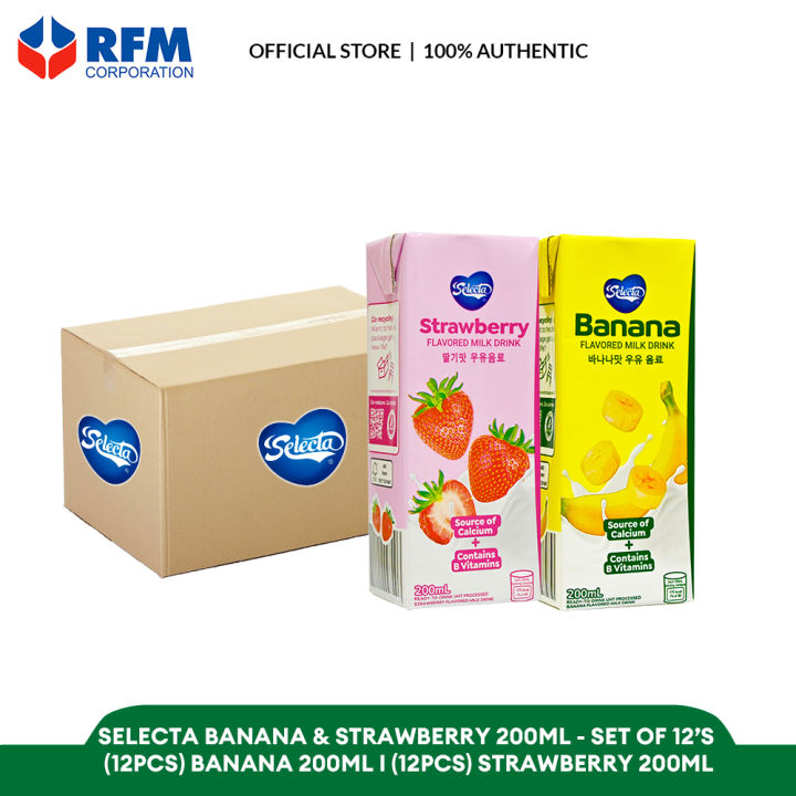 Selecta Banana and Strawberry Flavored Milk 200ml - Set of 12s | Lazada PH