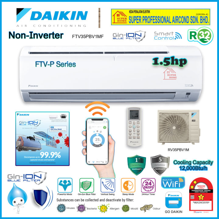 Daikin R32 Non Inverter Air Conditioner 1.0hp - 3.0hp Non Inverter ...
