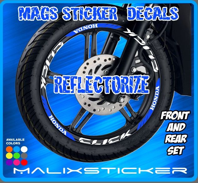 Reflectorize Honda click Mags sticker front and rear decals (dsgn4 ...