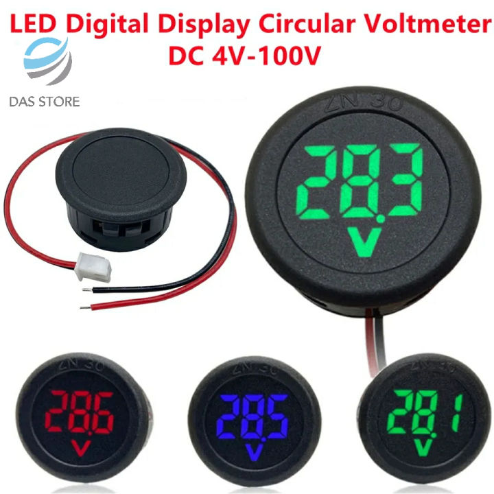 Voltmeter DC 5-100V DC Digital Bentuk Bulat Dengan Display LED red green blue | Lazada Indonesia