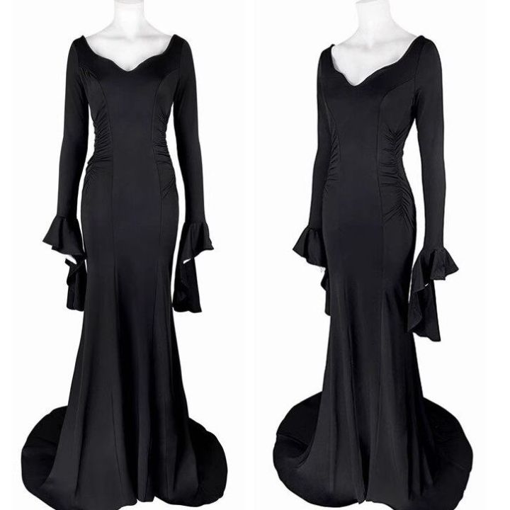 Movie Addams Family Cosplay Costume Morticia Addam Dress Women Gothic ...