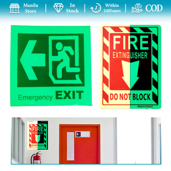 EXIT Signs/Fire Extinguisher Sign,Luminous Signs Stickers | Lazada PH