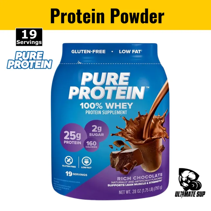 Pure Protein 100% Whey Protein Powder, Protein Supplement, Low Sugar ...