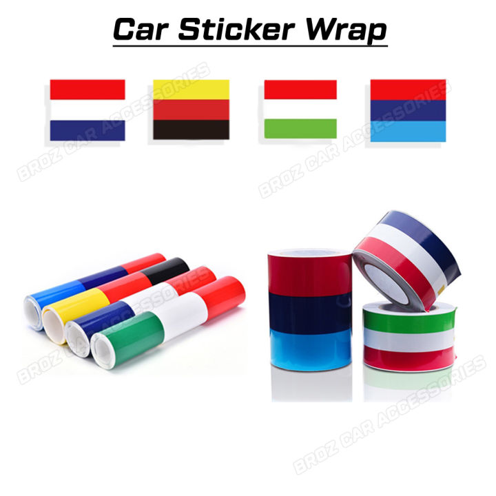 1M/5M Flag Stripe Car Kereta Hood Vinyl Sticker Decal Stripe Vinyl Car ...