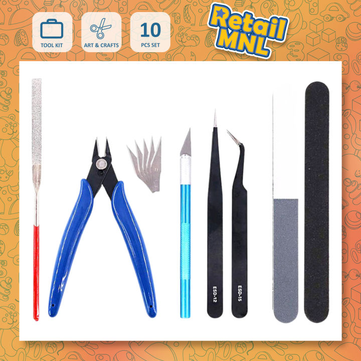 Retailmnl 10pcs Gundam Tool Kit with Marker Hobby Building Tools Gundam ...