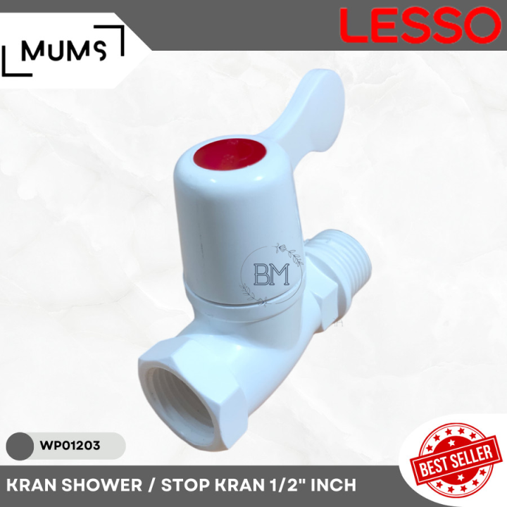 BMS Stop Kran Air Lesso 1/2" Inch Pvc Plastik Kran Shower Bidet Kamar ...
