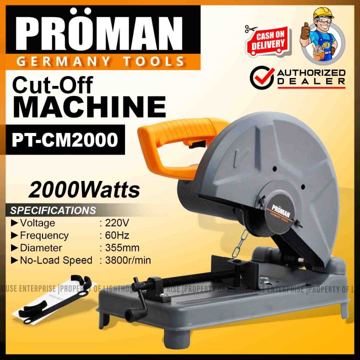 PROMAN Germany Tools 2000W 355mm Cut Off Machine / Chop Saw / Speed ...
