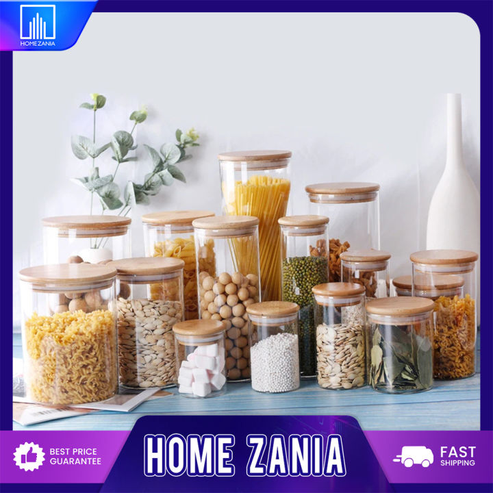 Home Zania Food Storage Sealed Lid Pot Glass Seasoning Airtight Jar ...