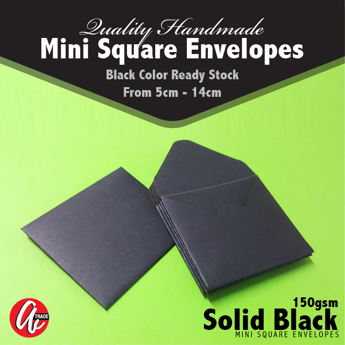 BLACK Mini Envelope / Quality Handmade Vintage Black Mini Square ...