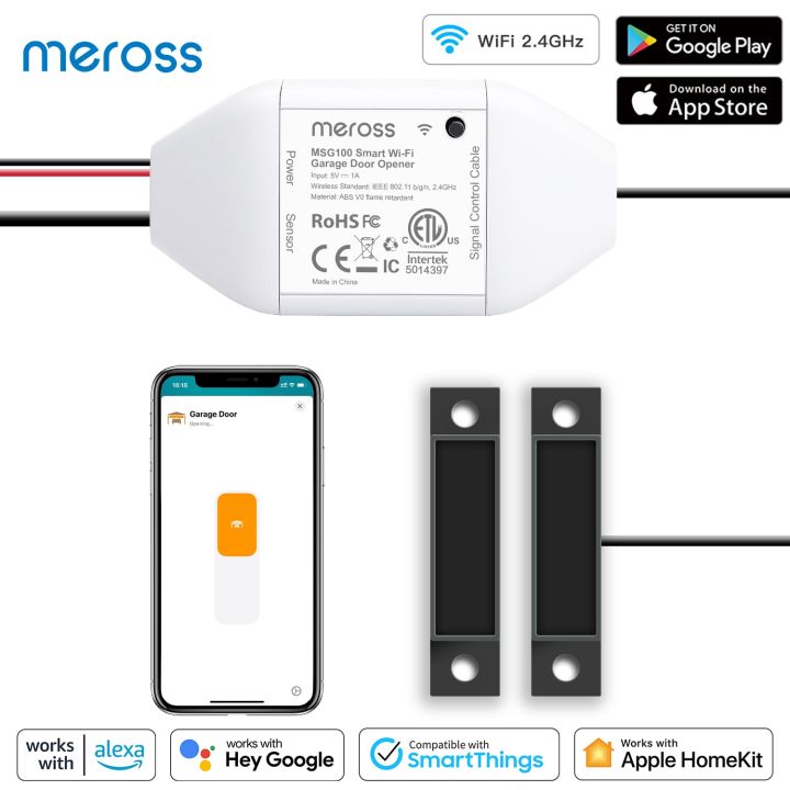 Meross HomeKit Smart WiFi Garage Door Opener WiFi Sensors Controller Remote Control Support ...