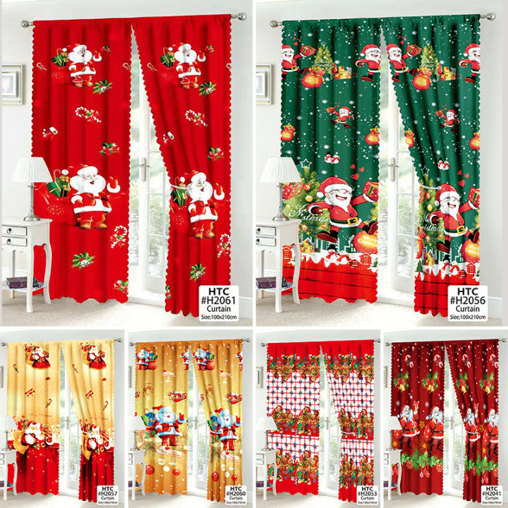 Christmas Kurtina Party Curtains Sales Red Green Curtain Room Decor ...