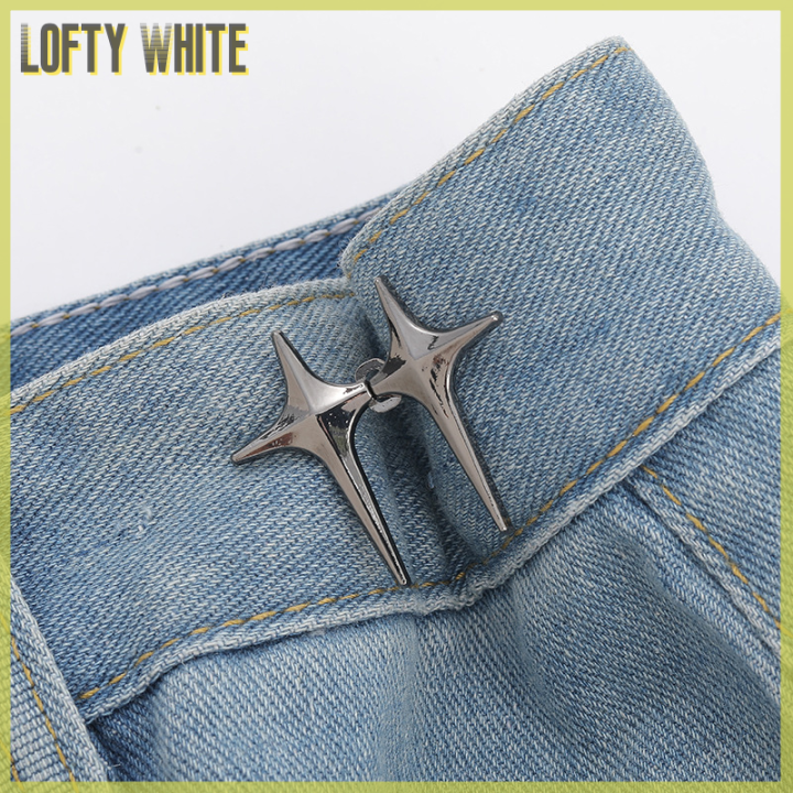 Lofty White เข็มขัดคาดเอวแบบหนีบหนีบกางเกงแบบถอดได้แบบเก๋ไก๋ที่รัดเอวกระดุมโลหะแบบไม่ต้องใช้ตะปู ...