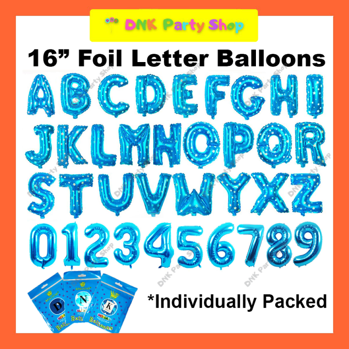 16 inch Letter Number Foil Balloons Alphanumeric Alphabet Blue ...