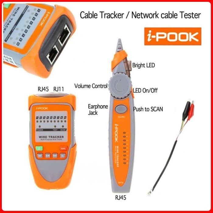 Wire tracker cable tester i-pook rj11 rj45 lan network pk65h pk-65h ...
