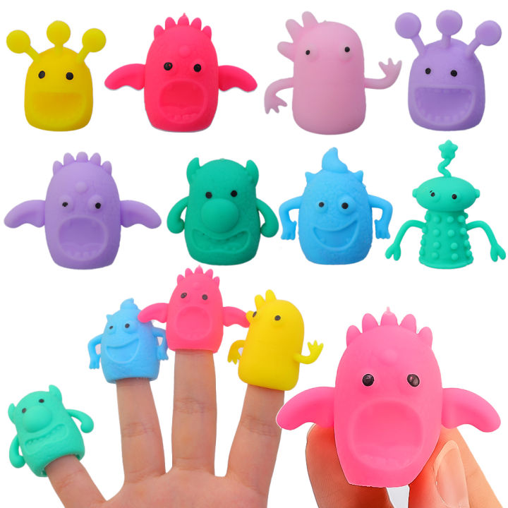 5Pcs Cute Monster Finger Topper Toys Soft Rubber Stretchy Fidget for ...