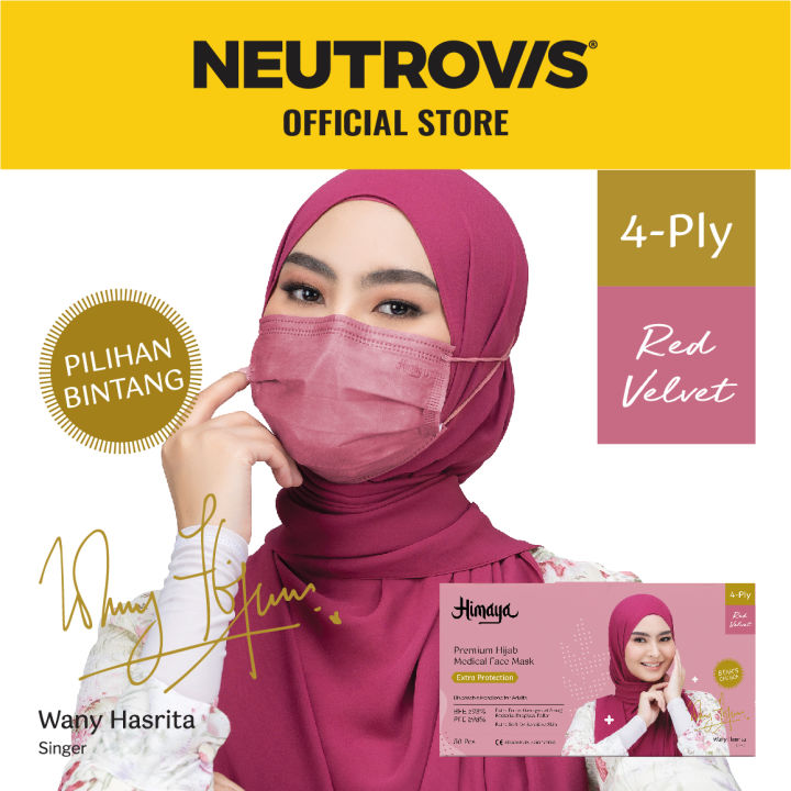 Himaya 4-Ply Hijab Premium Medical Face Mask - Red Velvet (HIMAYA) | Lazada