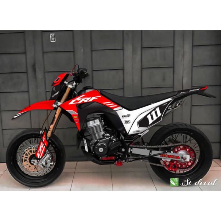 stiker decal crf merah putih simple full body custom glosyy halus ...