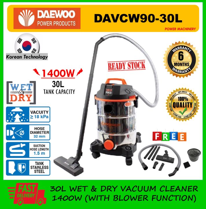 Daewoo Davcw90 30l Wet And Dry Vacuum Cleaner 1400w With Blower Function