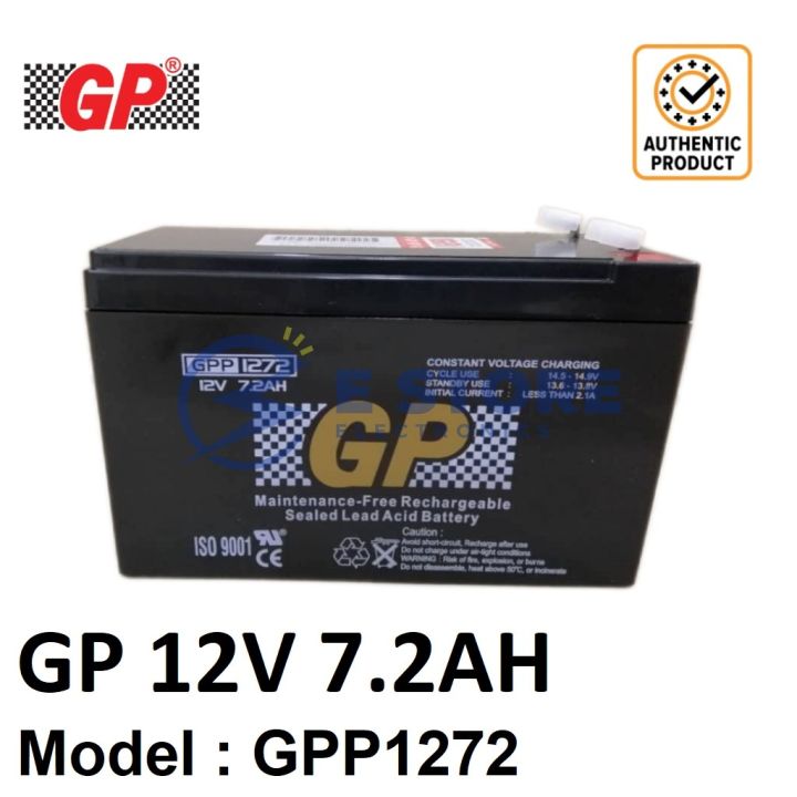 GENUINE GP 12V 7.2Ah Rechargeable Sealed Lead Acid Battery - GPP1272 ...