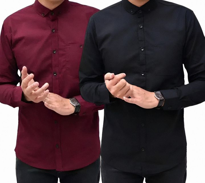Kemeja Polos Panjang Pria Kantoran Casual Hem Polos Pria | Lazada Indonesia
