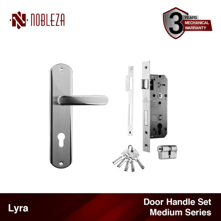NOBLEZA Lyra Medium SN/CP Door Handle Set Paket Gagang Kunci Pintu | Lazada Indonesia