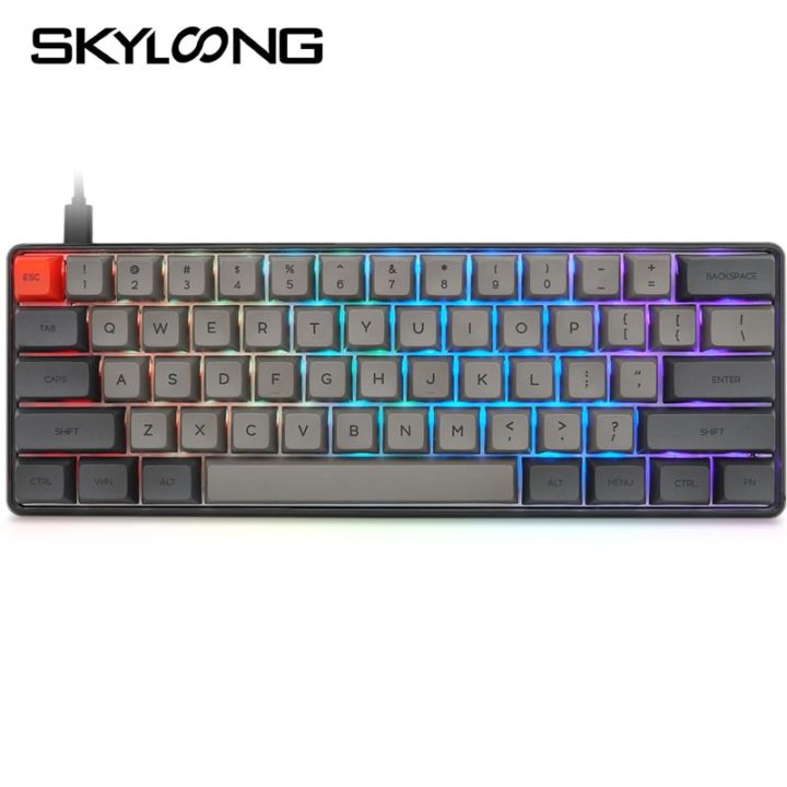 SKYLOONG SK61 60% สายคีย์บอร์ดเล่นเกมกลขนาดเล็กที่ถอดออกได้แบ็คไลท์ RGB ...