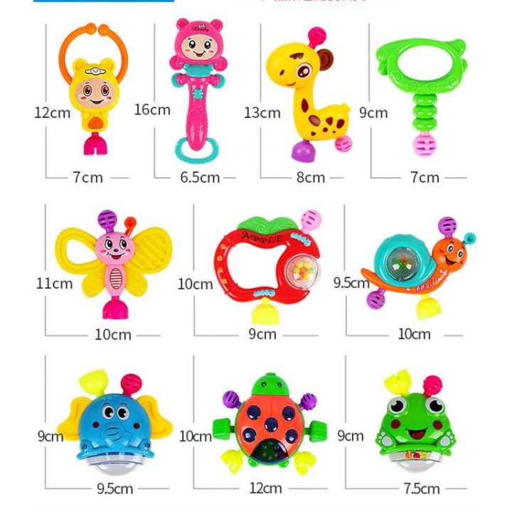 8psc Newborn Baby Toys Mainan Bayi Rattles Teether, Shaker, Grab and ...