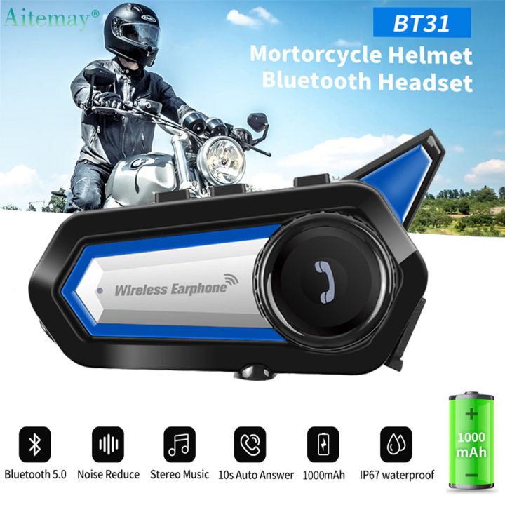 Aitemay หูฟังบลูทูธแบบเป็นหมวกรถจักรยานยนต์ BT31,เซิร์ฟเวอร์พอร์ตซี ...