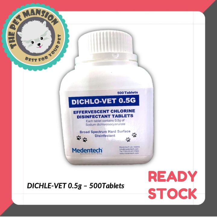 Dichlo-Vet Effervescent Chlorine Disinfectant Tablets 0.5G (500 tablets ...