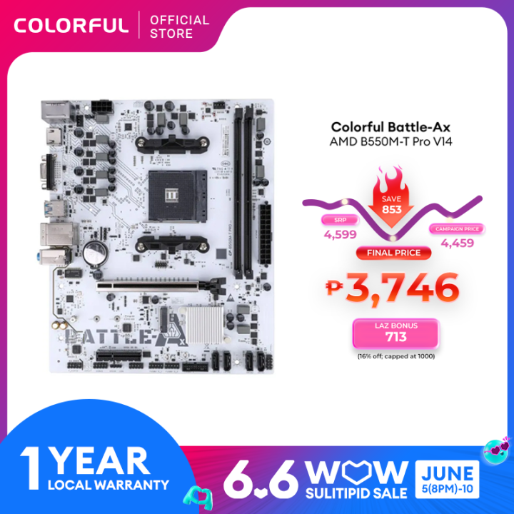 Colorful Battle-Ax AMD B550M-T Pro V14 DDR4 Motherboard (Socket AM4 ...