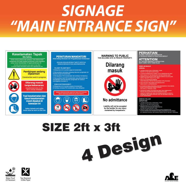 Site Safety Entrance Sign | 建筑入口安全提示板 | Keselamatan Tapak | Safety ...
