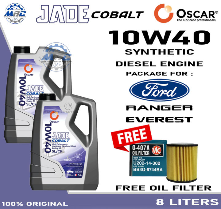 OSCAR JADE COBALT 10w-40 8 LITERS Synthetic ENGINE OIL PACKAGE FORD ...