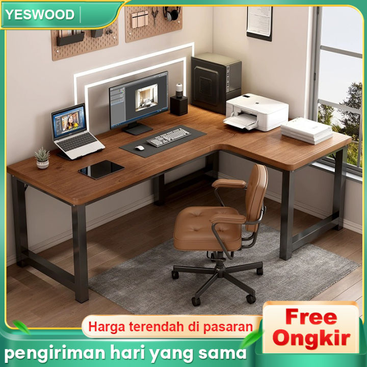 Meja Sudut L-Shaped Meja Kantor Serbaguna Meja Komputer Minimalis Meja ...