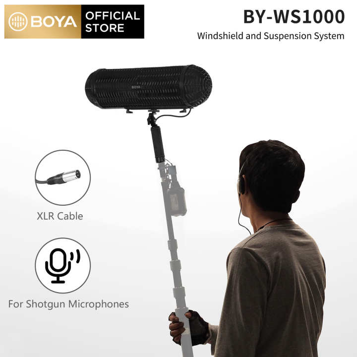 BOYA BY-WS1000 Professional กระจก Suspension คอนเดนเซอร์ไมโครโฟนสำหรับกล้องสตูดิโอวิดีโอห้องอัด ...