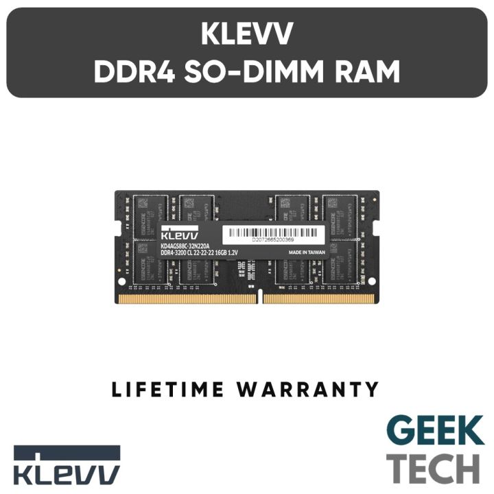KLEVV DDR4 3200MHz SODIMM Laptop Notebook RAM 8GB/16GB/32GB | Lazada