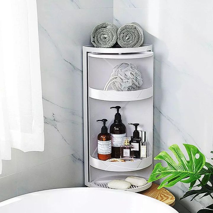 Bathroom 360 Degree Rotating Organizer Triangle Shelf Kitchen Toilet ...