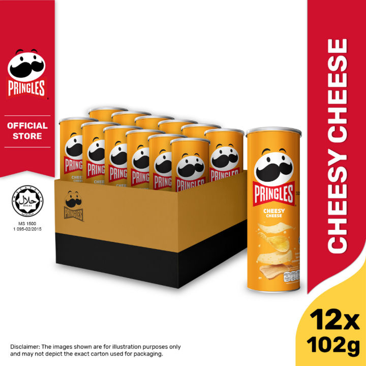 Pringles Potato Chips - Cheesy Cheese Snack Carton 12 x 102g | Lazada