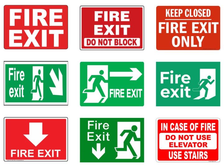 Fire Exit Signage (Laminated Signage and Waterproof Vinyl Sticker A4 ...