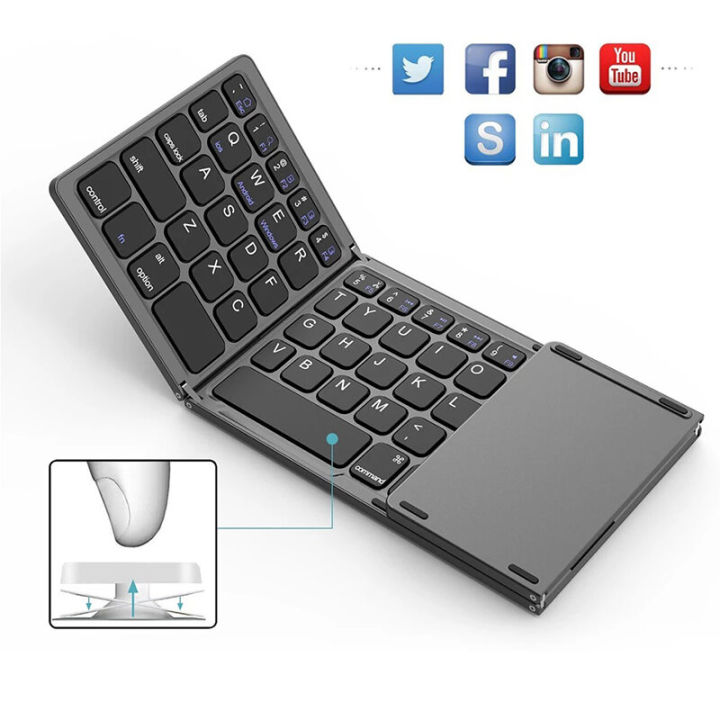 Folding Touch Mouse Keyboard Wireless Bluetooth Keyboard With Touchpad ...